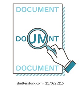 Hand Holding Magnifying Glass Checking Document Stock Vector (Royalty ...