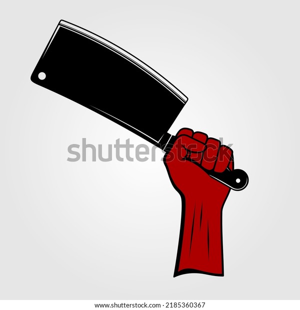 Hand Holding Meat Cleaver Isolated On Stock Vector (Royalty Free ...