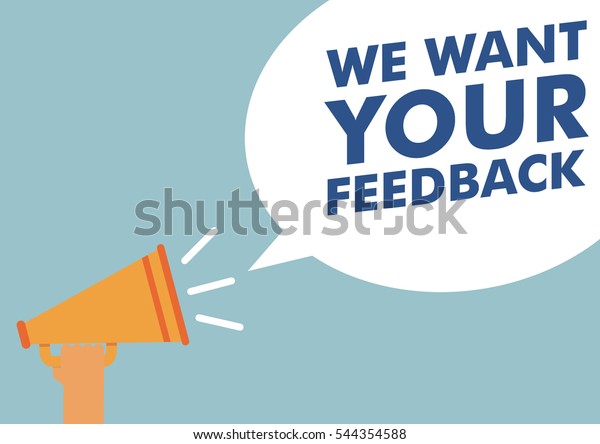Hand Holding Megaphone Asking Feedback Stock Vector (Royalty Free ...