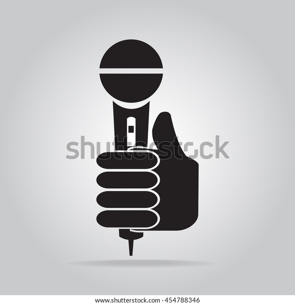 Hand Holding Microphone Icon Interview Answering Stock Vector (Royalty ...