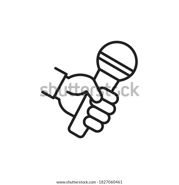 Hand Holding Microphone Icon Line Style Stock Vector (Royalty Free ...