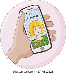 Hand Holding Mobile Phone Calling Mom Stock Vector (Royalty Free ...