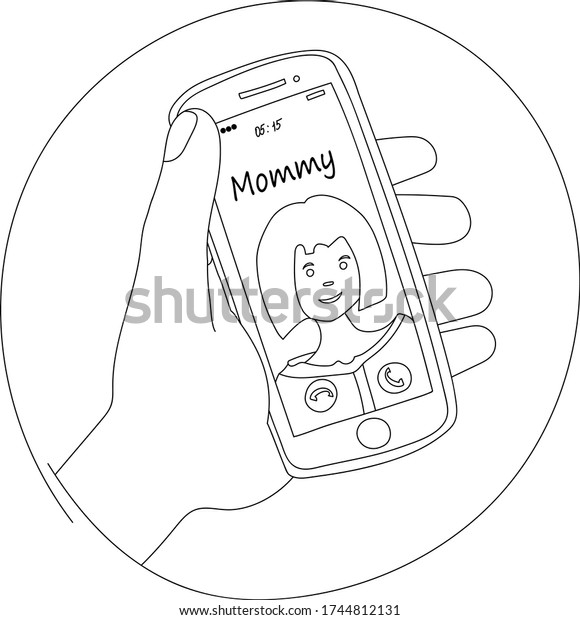 Hand Holding Mobile Phone Calling Mom Stock Vector (Royalty Free ...