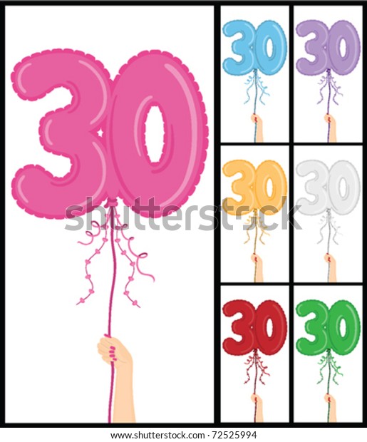 Hand Holding Number 30 Shaped Balloon Stock Vector (Royalty Free ...