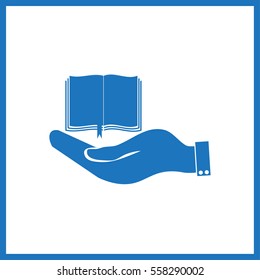 Hand Holding Open Book Symbol Icon: vector de stock (libre de regalías ...