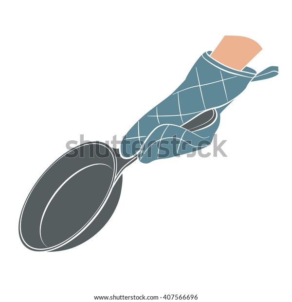 Hand Holding Pan Icon Kitchen Tools Stock Vector (Royalty Free ...