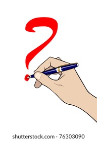 Hand Holding Pen Writing Question Mark Stock Vector (Royalty Free ...