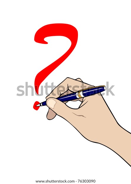 Hand Holding Pen Writing Question Mark Stock Vector (Royalty Free ...