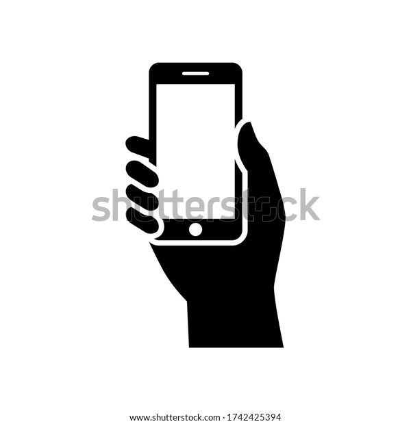 Hand Holding Phone Icon Symbol Vector Stock Vector (Royalty Free ...