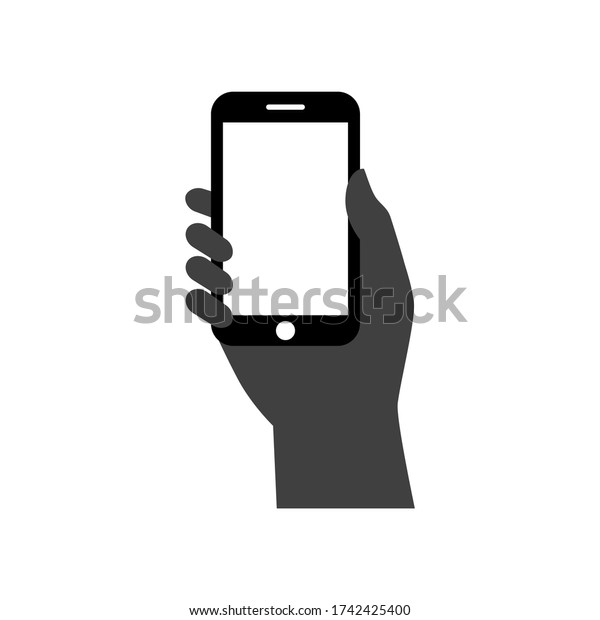 Vektor Stok Hand Holding Phone Icon Symbol Vector (Tanpa Royalti ...