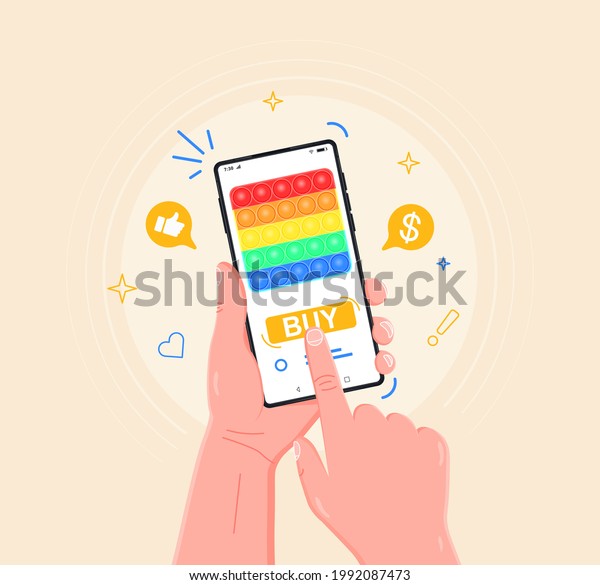 Hand Holding Phone Simple Dimple On Stock Vector (Royalty Free ...