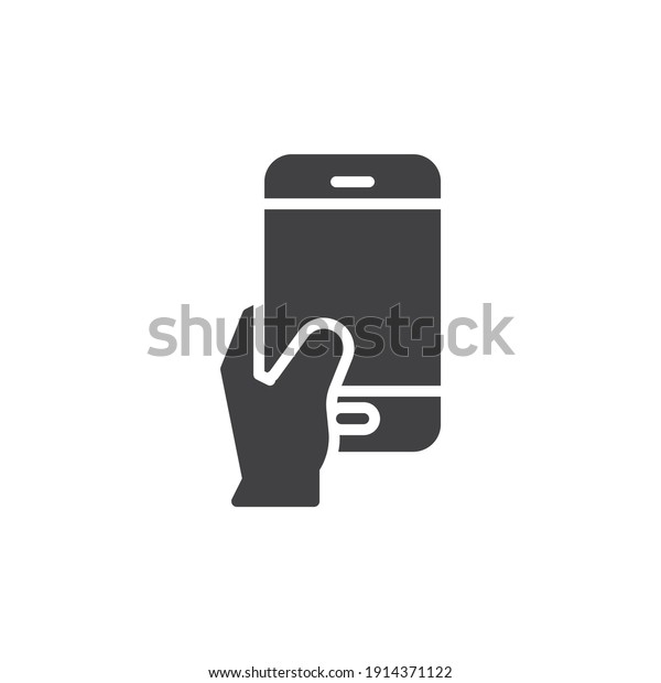 Hand Holding Phone Vector Icon Filled Stock Vector (Royalty Free ...