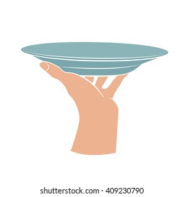 Hand Holding Plate Icon Kitchen Tools Stock Vector (Royalty Free ...