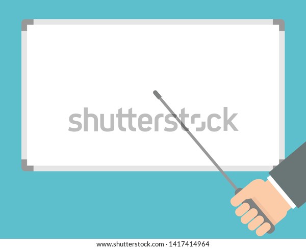 Hand Holding Pointer Pointing Blank Whiteboard Stock Vector (Royalty ...