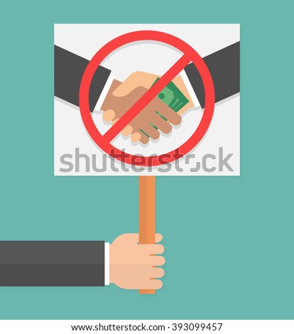 Hand Holding Protest Board Anti Corruption Vector de stock (libre de ...