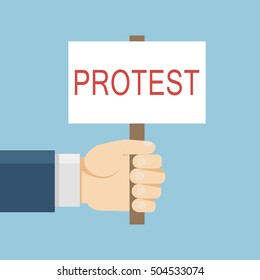 Hand Holding Protest Board Flat Style Stock Vector (Royalty Free ...