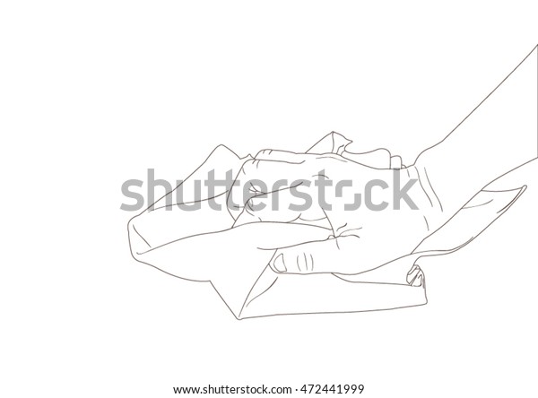 Hand Holding Rag Line Stock Vector (Royalty Free) 472441999