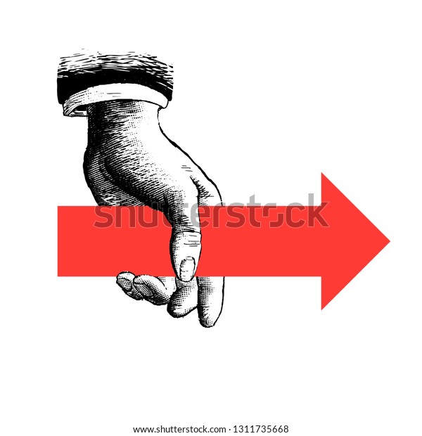 Hand Holding Red Arrow Pointing Right Stock Vector (Royalty Free ...