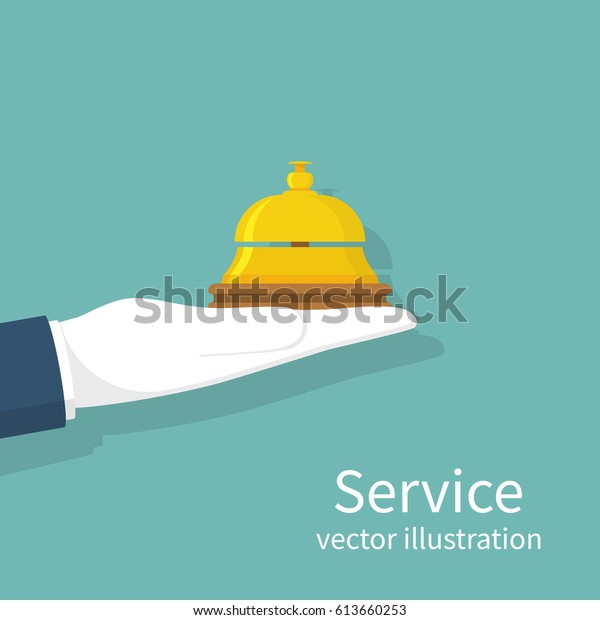 Hand Holding Service Bell Vector Illustration Stock Vector (Royalty ...