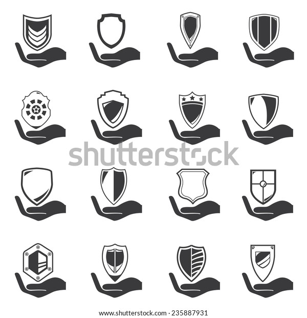Hand Holding Shield Icons Stock Vector (Royalty Free) 235887931