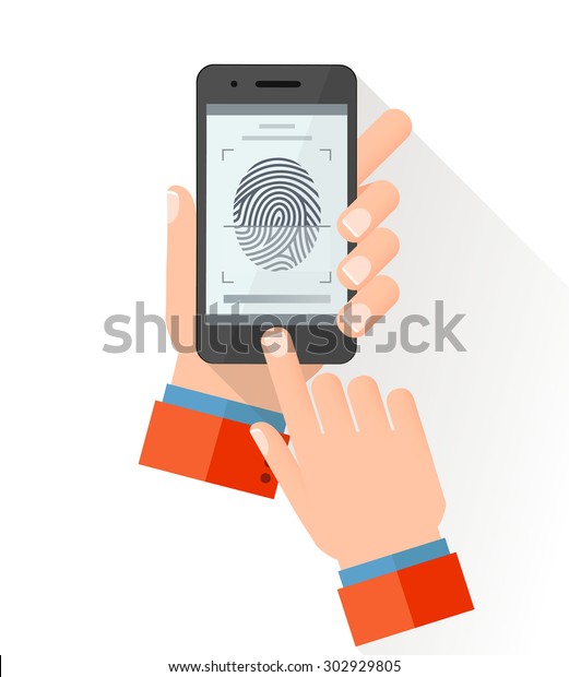 Hand Holding Smart Phone Process Scanning Stock Vector (Royalty Free ...