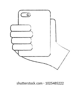 Hand Holding Smartphone Back View Device Stock Vector (Royalty Free ...