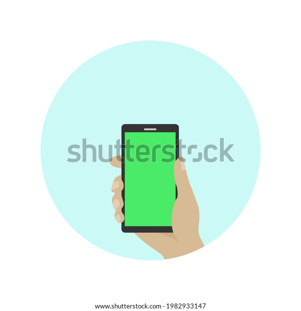 Hand Holding Smartphone Circle Shape Vector Stock Vector (Royalty Free ...