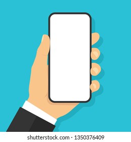Hand Holding Smartphone Flat Style Stock Stock Vector (Royalty Free ...