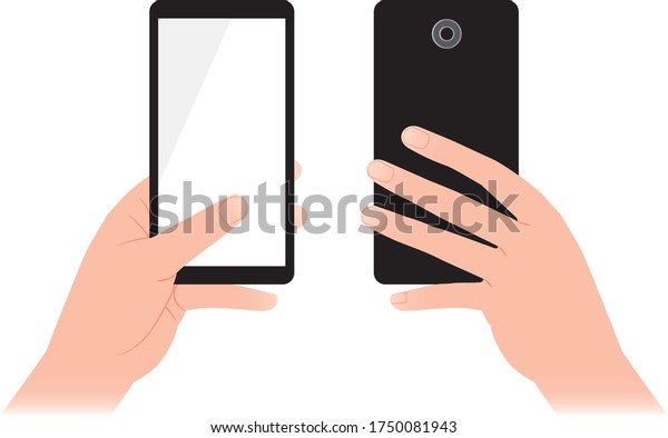 Hand Holding Smartphone Front Back Stock Vector (Royalty Free ...