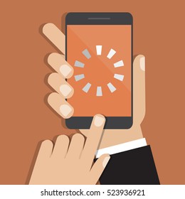 Hand Holding Smartphone Loading Icon Vector Stock Vector (Royalty Free ...