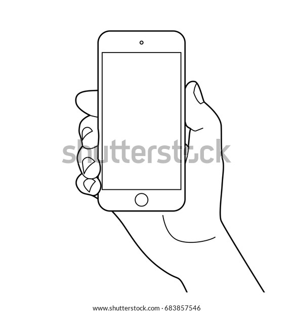 Hand Holding Smartphone Outline Icon Vector Stock Vector (Royalty Free ...