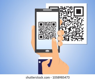 Hand Holding Smartphone Qr Code Business Stock Vector (Royalty Free ...
