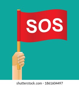 Sos White Flag Icon Asking Help Stock Vector (Royalty Free) 2184817559 ...