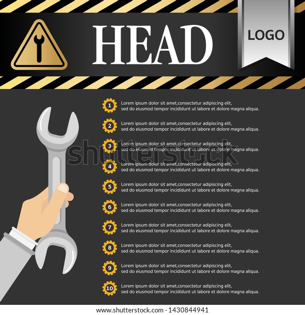 Hand Holding Spanner Themes Caution Stock Vector (Royalty Free ...
