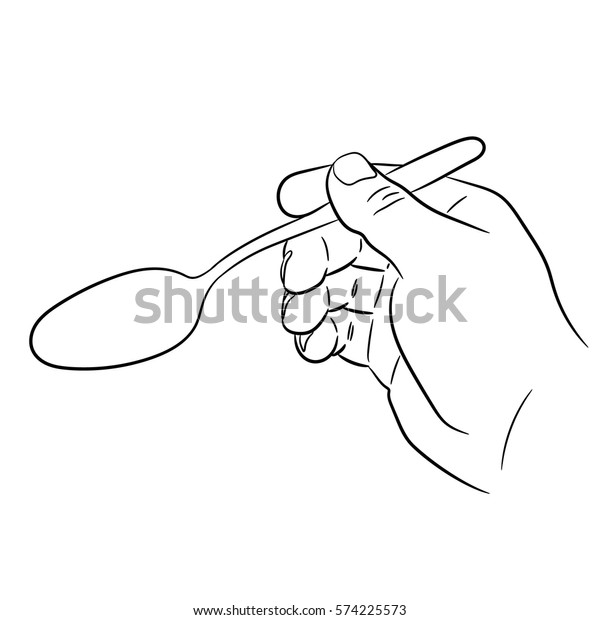 Hand Holding Spoon Monochrome Vector Illustration Stock Vector (Royalty ...