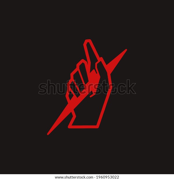Hand Holding Thunder Red Logo Design Stock Vector (Royalty Free ...