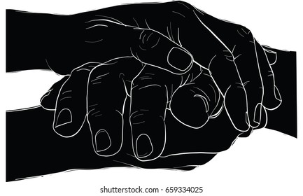 Hand Holding Hand Together Stock Vector (Royalty Free) 659334025 ...