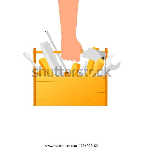 Hand Holding Toolbox Tools Clipart Image: vetor stock (livre de ...