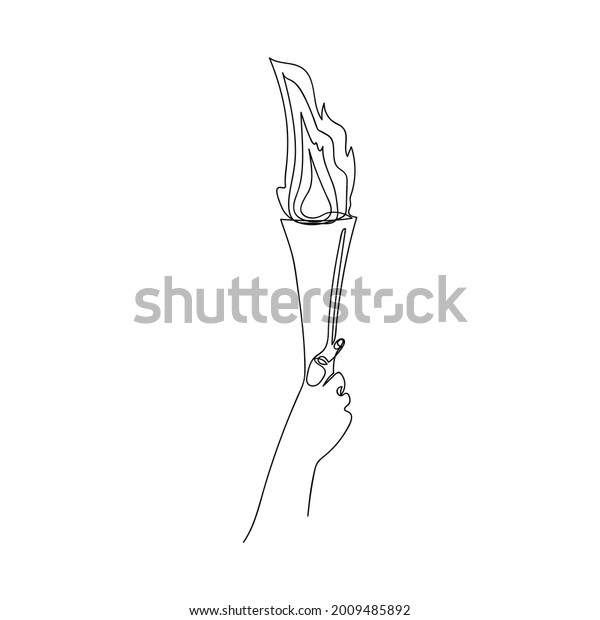 Hand Holding Torch Drawn By One Stock Vector (Royalty Free) 2009485892 ...