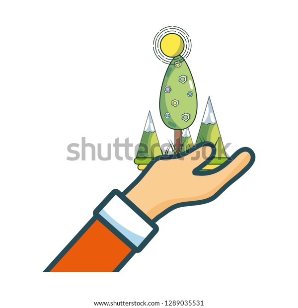 Hand Holding Trees Cartoon Stock Vector (Royalty Free) 1289035531 ...