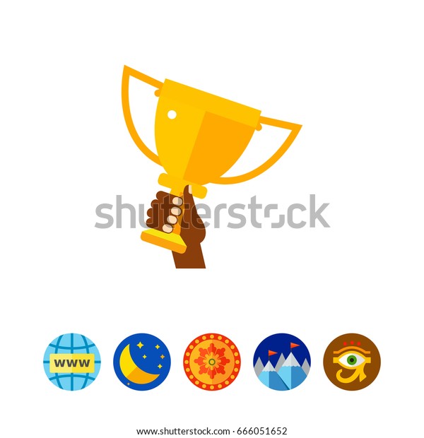 Hand Holding Trophy Cup Icon Stock Vector (Royalty Free) 666051652 ...