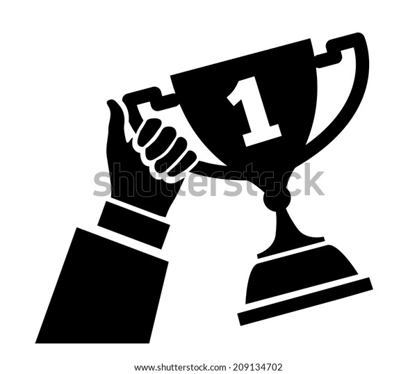 Hand Holding Trophy Vector Illustration Flat Stock Vector (Royalty Free ...