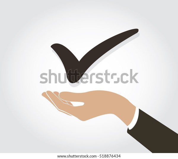 Hand Holding True Check Icon Symbol Stock Vector (Royalty Free ...