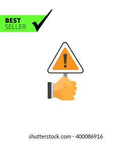 Hand Holding Warning Sign Stock Vector (Royalty Free) 400086916 ...