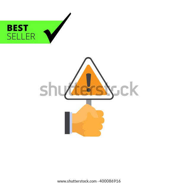 Hand Holding Warning Sign Stock Vector (Royalty Free) 400086916 ...