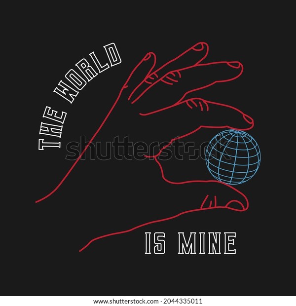 Hand Holding World Globe Slogan World Stock Vector (Royalty Free ...