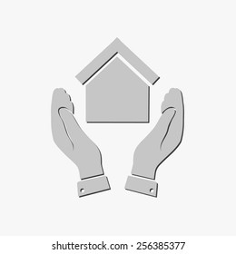 Hand House Icon Stock Vector (Royalty Free) 256385377 | Shutterstock