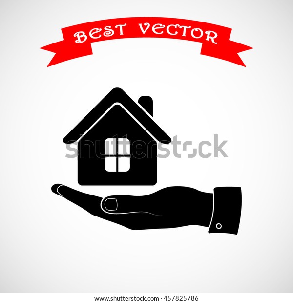 Hand House Sign Icon Vector Illustration Stock Vector (Royalty Free ...