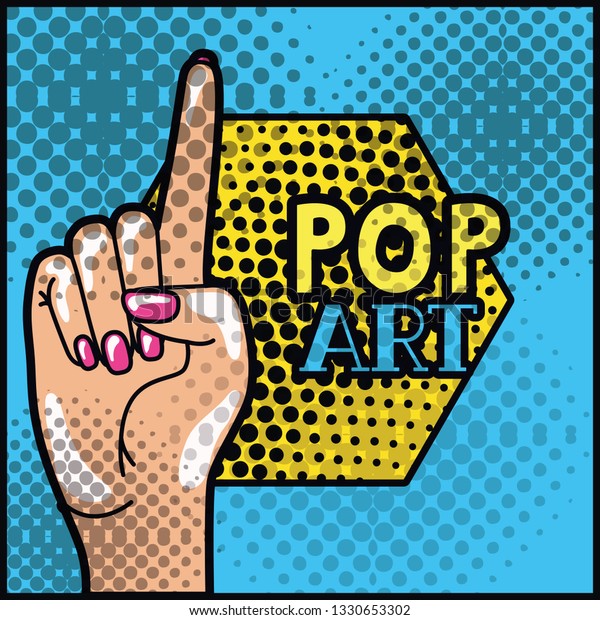 Hand Human Expressing First Pop Art Stock Vector (Royalty Free ...
