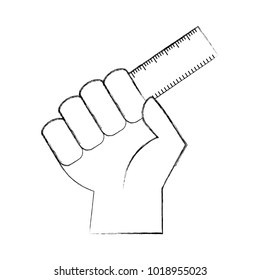 Sketch Hand Holding Ruler Vector Illustration 스톡 벡터(로열티 프리) 1242615127 ...
